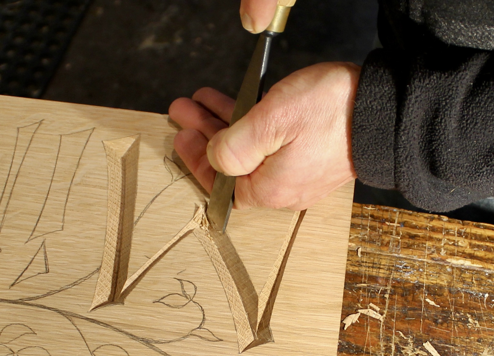 Exterior Sign in White Oak Underway | David Fisher, Carving Explorations