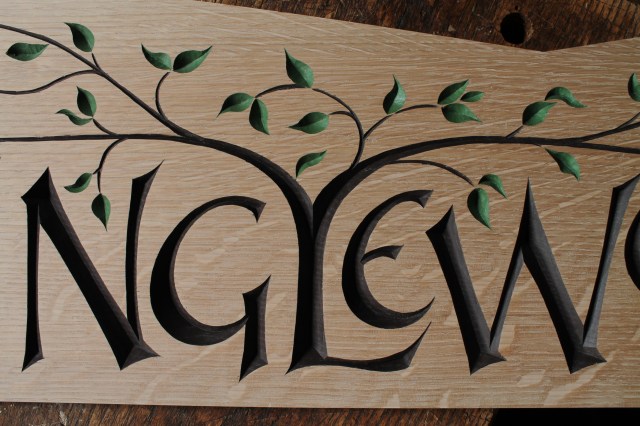 Exterior Sign in White Oak: Finished | David Fisher, Carving Explorations